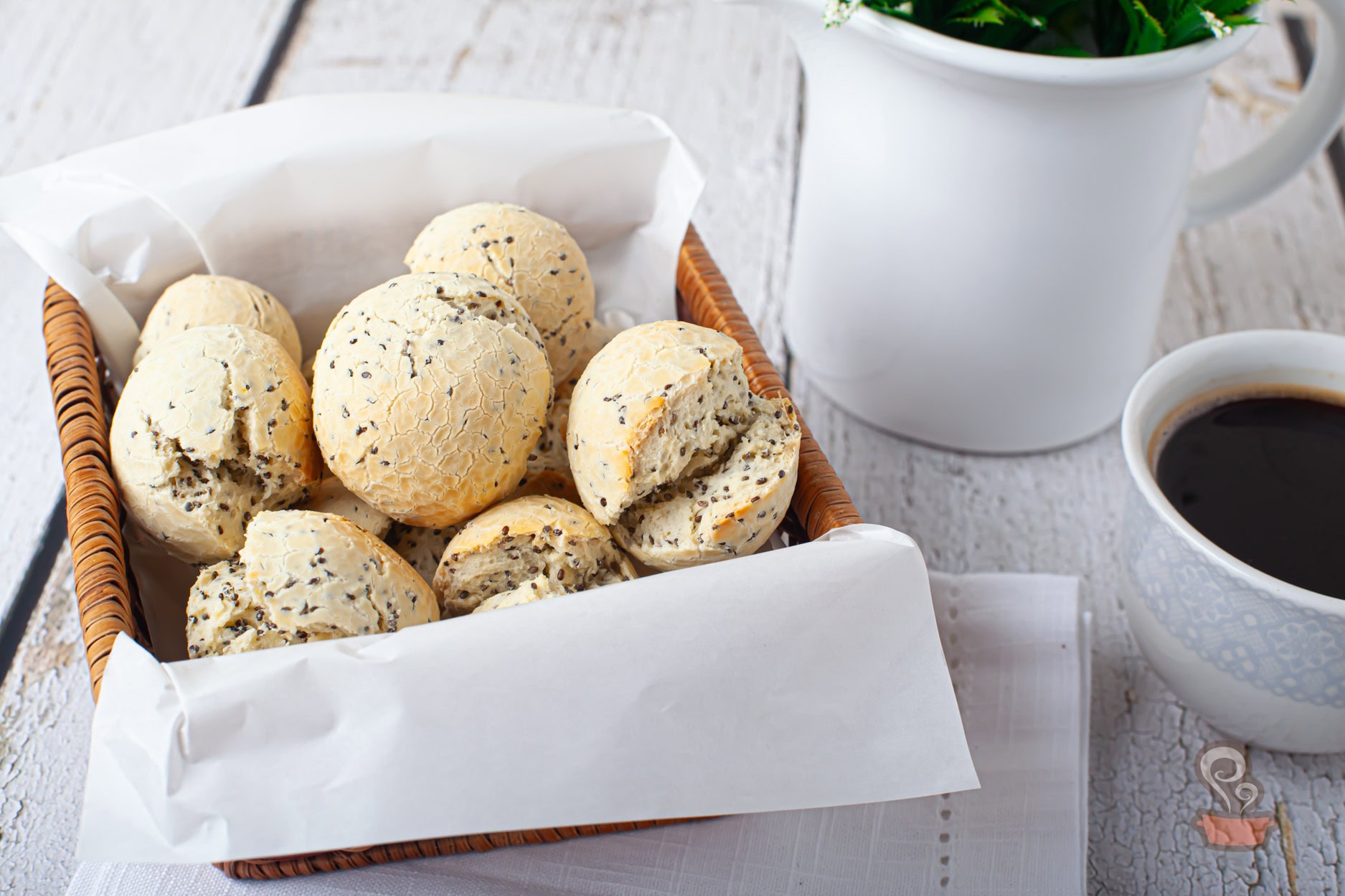 Pão de queijo com chia saudável e muito delicioso